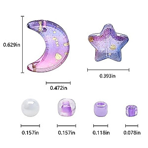 YUANZHIRUN 2200pcs Star Beads Moon Shape Glass Spacer Beads for Jewelry Making,Glass Seed Beads,Pearl Beads for DIY Bracelet Neacklace Earring(Purple Series)