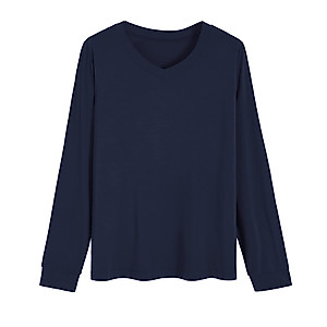 Latuza Women's Viscose Long Sleeves Top Jogger Pants Pajamas Set L Navy