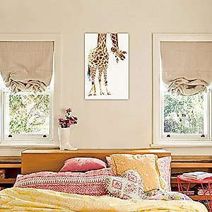 SUMGAR Animal Wall Art Cute Giraffe Canvas Prints Yellow Artwork Pictures for Nursery Room Ready to Hang Girls and Boys Baby Gifts,12x16 inch