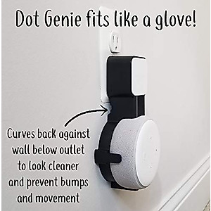 Dot Genie [Square Plug ONLY 2018-2021: Dot 3rd Gen Wall Mount | The Original Outlet Hanger | No Muffled Sound | Exposed Speaker Grill, Mics, and Lights (Black, 1-Pack)
