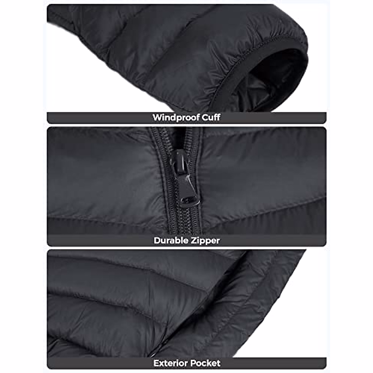 ZSHOW Men's Lightweight Packable Puffer Coat Hooded Warm Winter Jacket(Dark Grey,L)