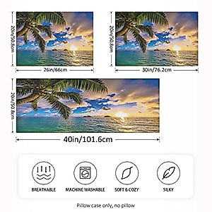 Tropical Beach Sea Sunrise Palm Tree Satin Pillowcase Silk Pillow Case for Hair and Skin Pillow Covers with Envelope Closure,Standard Size 20x26 Inch