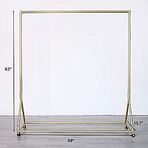 HOMEKAYT Gold Clothing Rack with Shelf Heavy Duty Garment Rack Modern Display Rack for Home, Boutique, Retail (Iron) (59’’L on Wheels)