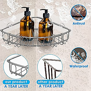 Orimade 2-Pack Rectangle Shower Caddy Bundle with 2-Pack Corner Shower Shelves Organizer