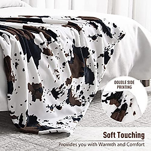 Jekeno Cow Print Blanket Double Sided Print Warm Soft Throw Blanket for Bedroom Decor Sofa Chair Bed Office Women Gift 50"x60"