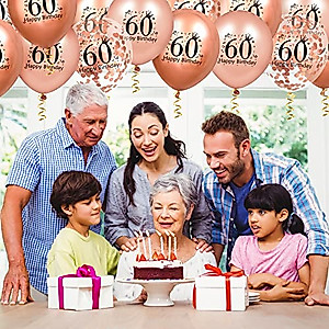 60th Birthday Balloons 18 Pcs Rose Gold Happy 60th Birthday Latex Balloons Confetti Balloons Rose Gold 60th Birthday Party Decorations for Women Men 60th Birthday Anniversary Decor Supplies 12 inch