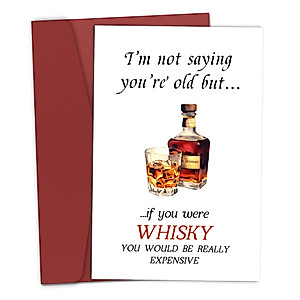 Inbufruy Whiskey Lover Birthday Cards for Him, Her, Dad, Mom, Husband, Wife, Friend, Family - Humorous Age Joke Cards, 8 x 5.3 in