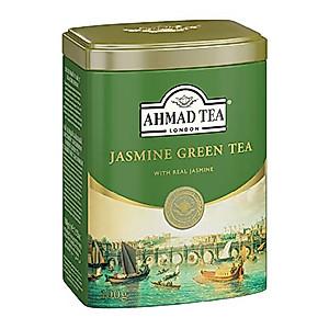 Ahmad Tea Black Tea, Jasmine Black Tea Loose Leaf, Metal Tin 100g - Caffeinated and Sugar-Free