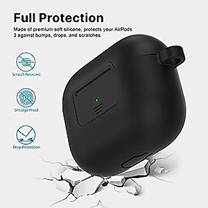 FUNLINK for Airpods 3rd Generation Case, [Upgrade Secure Lock] AirPods 3 Case Cover Shockproof Silicone Skin Protective Case for Apple Airpod Gen 3 with Keychain