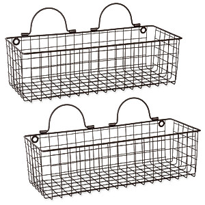 DII Farmhouse Vintage Décor, Wire Wall Basket, Medium, Bronze, 2 Piece