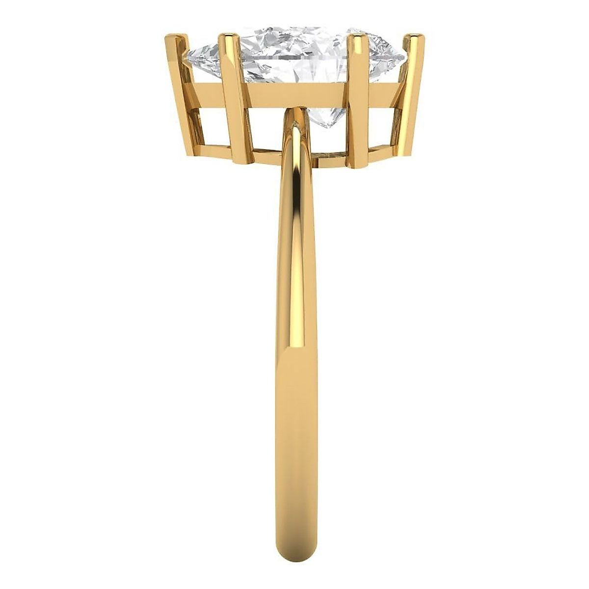 Clara Pucci 14k Yellow Gold 2.47cttw Pear Cut Solitaire Moissanite Designer 6-Prong art deco Anniversary Ring Statement Bridal Wedding