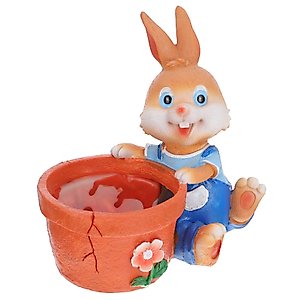 Homoyoyo 1pc Rabbit- Shaped Decoration Pots, Cartoon Table Holes A Window Garden with Air Drainage Animal- Shaped Pot, Pot Bonsai Easter Resin Art Animal for Container Cactus Blue