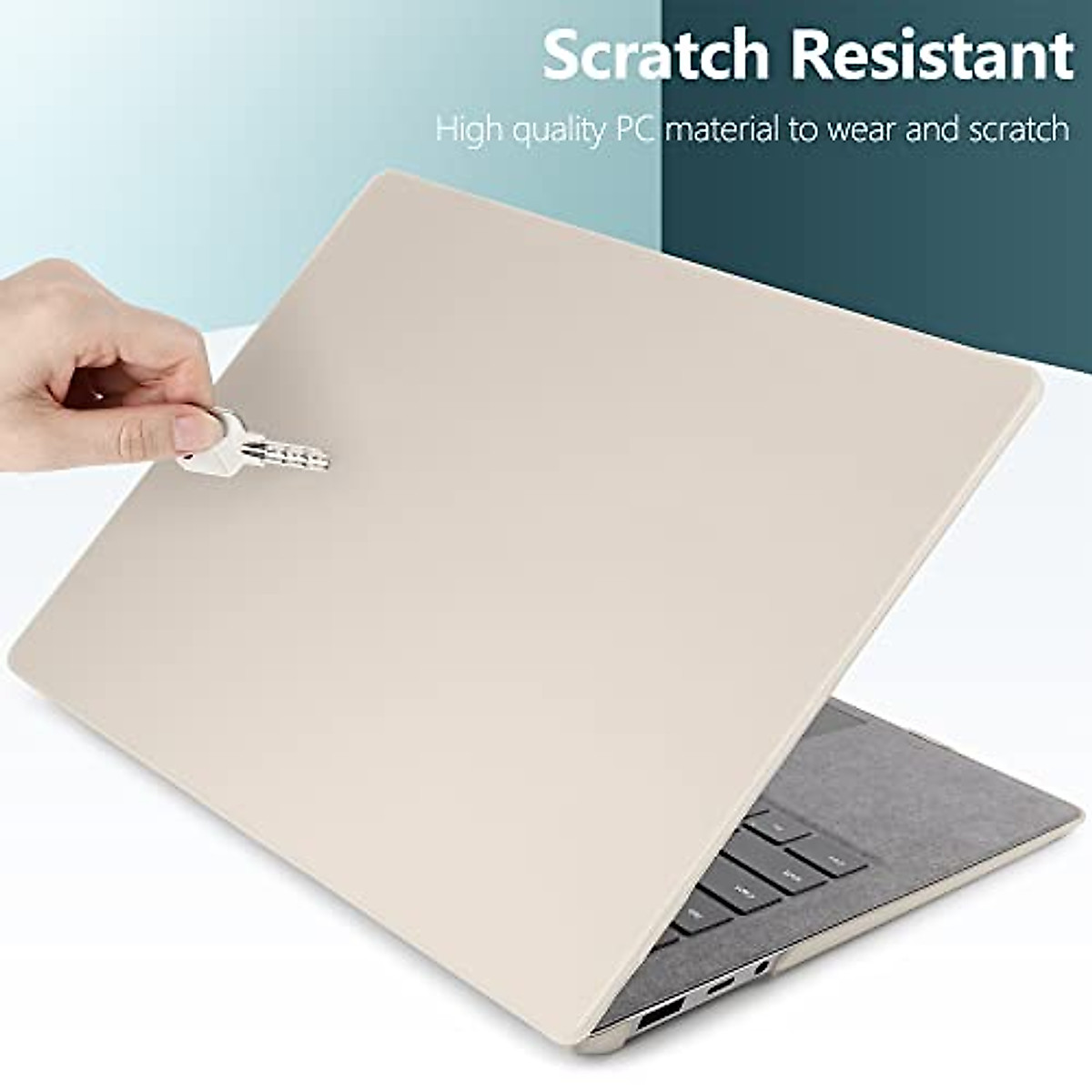 DONGKE Case ONLY Compatible with 13.5" Microsoft Surface Laptop 5/4 / 3 Laptop with Alcantara Keyboard Model: 1950/1958, Plastic Hard Shell Case with Keyboard Cover & Screen Protector, Cream Stone