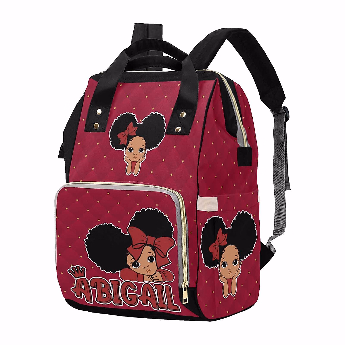 M YESCUSTOM Custom Diaper Bag Backpack with Name Personalized Red Mommy Backpack for Women Travel Holiday Gift for Wife