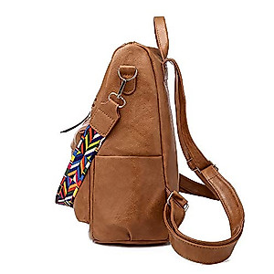 Qyoubi Women's Leather Fashion Design Backpack Purse Casual Convertible Daypacks Satchel Handbags Multipurpose Travel Bag Brown