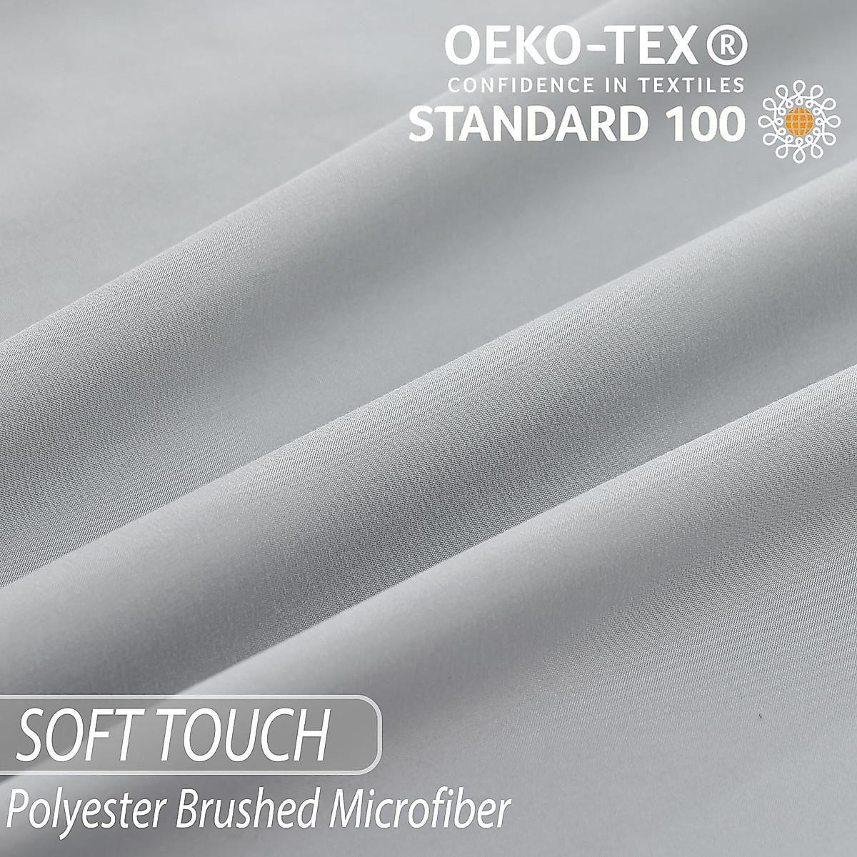 Whitney Home Textile Twin Size Sheet Set - Luxury Soft Comfy Bed Sheets, Breathable Cooling Hotel Bedding for Women, Men, Teens, Extra Deep Pocket, Easy-Fit, Oeko-Tex, Wrinkle Free 3 Piece - Grey