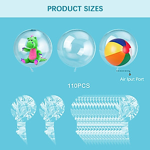 Ayfjovs Small Clear Balloons for Stuffing, 110 PCS 5 Inch Round Small BoBo Bubbles Balloons, Pre-Stretched Transparent Latex Free Balloons for Easter Baby Shower Wedding Birthday Mermaid Shark Party