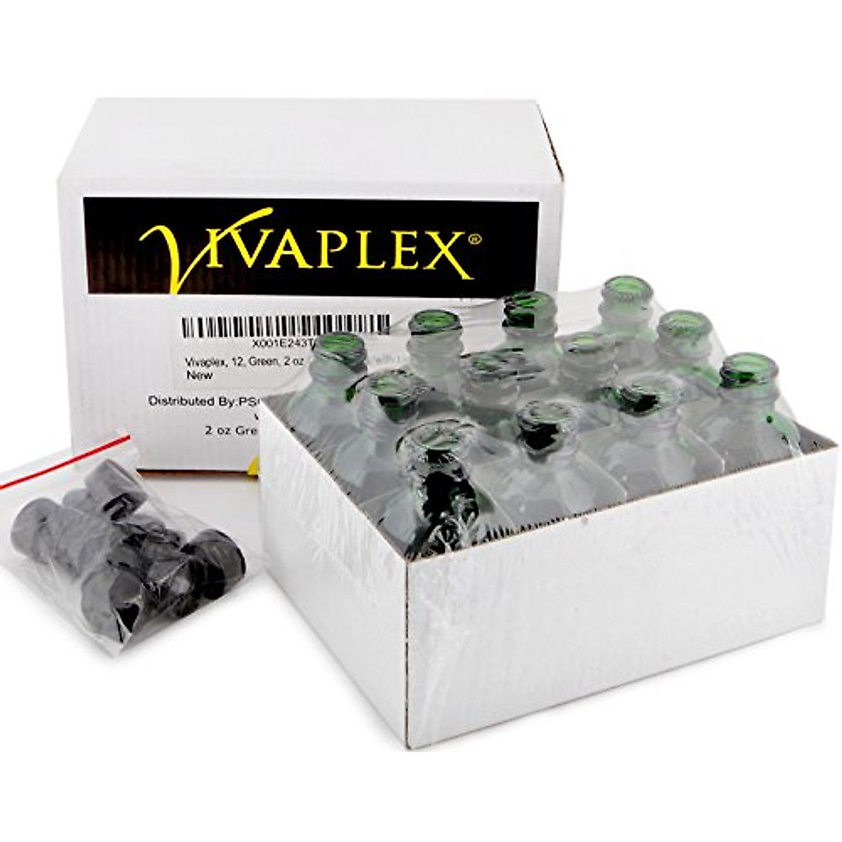 Vivaplex, 12, Green, 2 oz Glass Bottles, with Lids