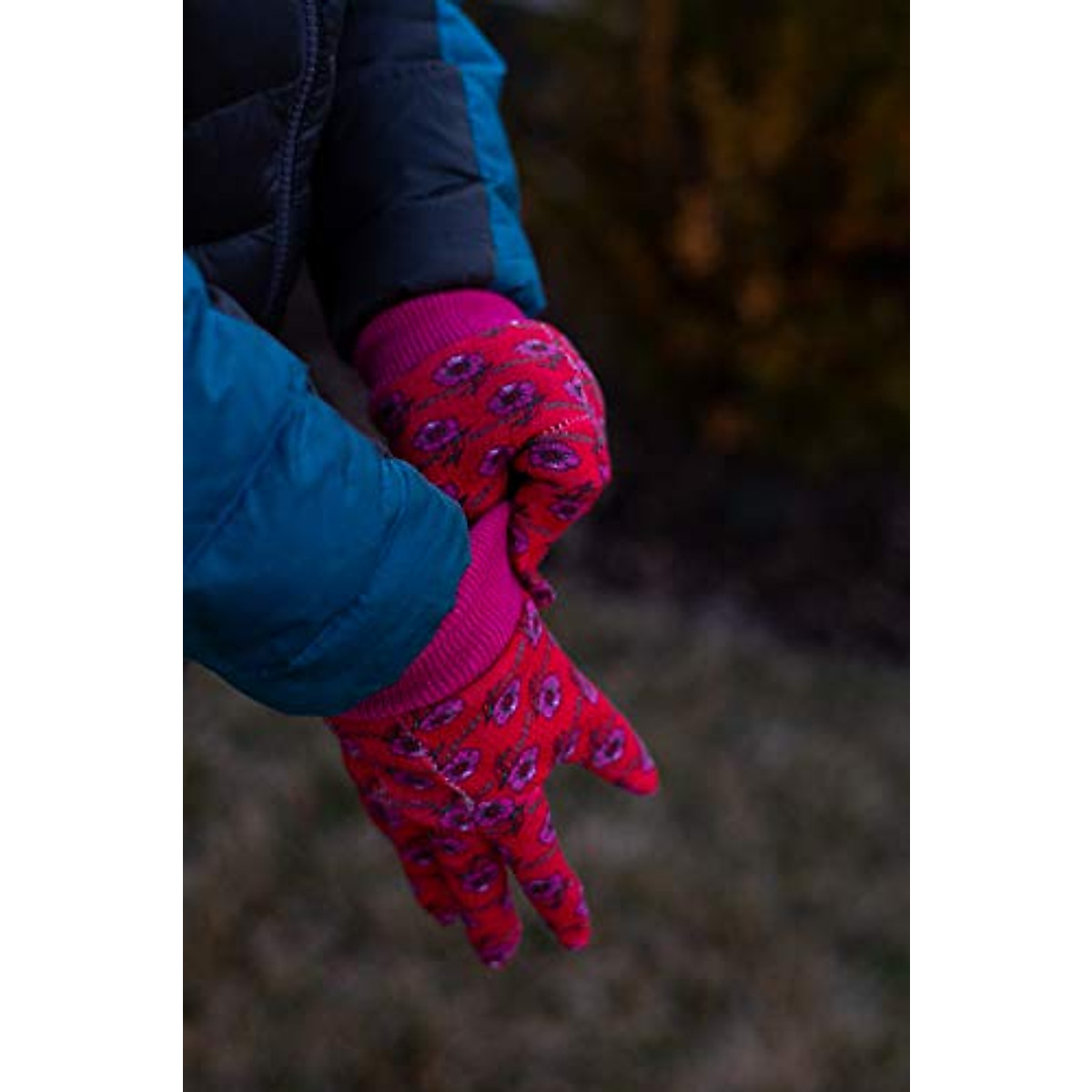 G & F Products 1823-3 JustForKids Soft Jersey Kids Garden Gloves, Kids Work Gloves, 3 Pairs Green/Red/Blue per Pack