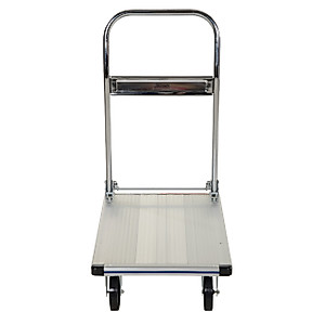 Vestil AFT-30-NM Aluminum Folding Platform Truck with Single Handle and 4" Non-Marking Polyurethane Casters, 400 lbs Capacity, 30" Length x 18-1/2" Width x 6-5/16" Height