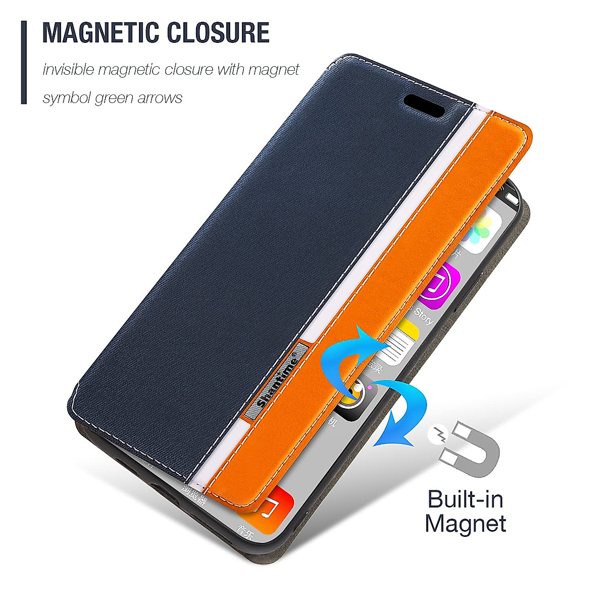 for iPhone 15 Pro Max Case, Fashion Multicolor Magnetic Closure Leather Flip Case Cover with Card Holder for iPhone 15 Pro Max (6.7”)