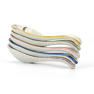 5pcs Ceramics Japanese Fortune Cat Lucky Cat Hand Painted Soup Spoons