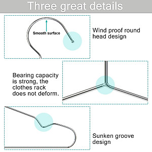 FSUTEG Wire Hangers, Clothes Hangers 50 Pack Heavy Duty Stainless Steel Metal Pants Hangers 16.5inch