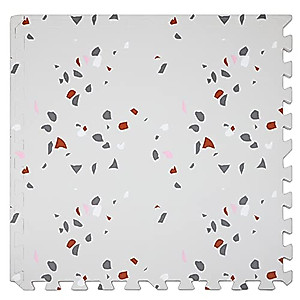 Clevr Extra Large Interlocking EVA Foam Baby Play Mat Soft Stylish Non-Toxic Kids Toddler Play Floor Tiles Mats with Edges 6 pcs 6'x4' Terrazzo Style