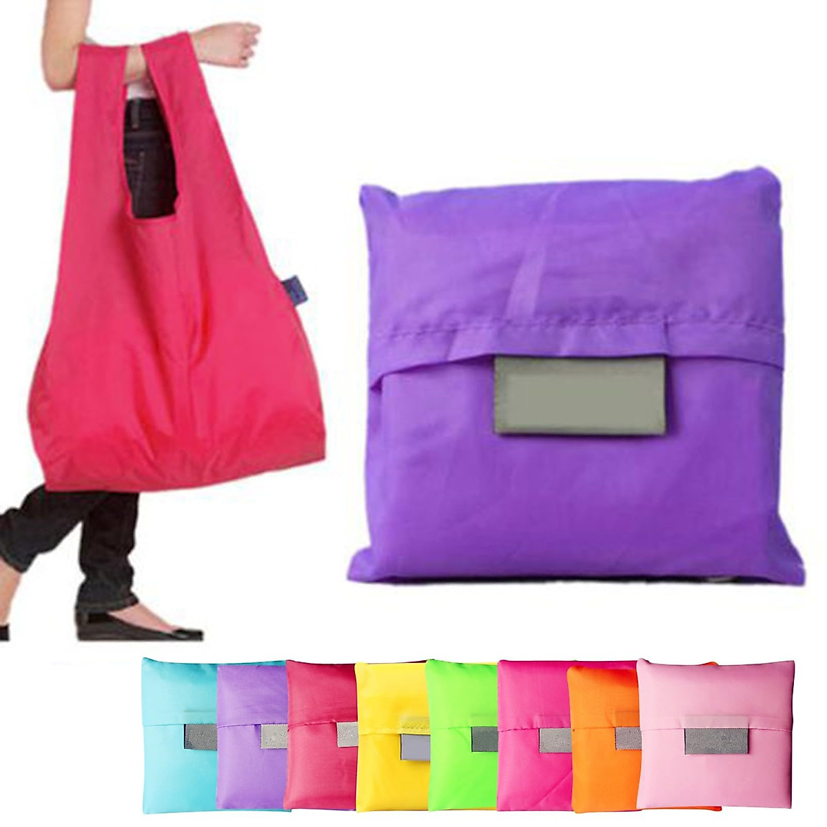 Grocery Tote Bags Cloth Reusable Foldable Recycle for Shopping Compact Handles Bulk Heavy Duty Strong Water Resistant Lightweight Pouch for Supermarket,Purple Clearence