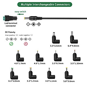 12V 5A Power Supply Adapter,100~240V AC to DC 12 Volt 5A 4A 3A 2.0A 1A Converter with 11 Tips for LED Strip Light DVR NVR Security Cameras System CCTV Accessories and More
