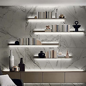 SLVUAFRN Floating Display Shelf with Built-in Illuminated LED Light and Transformer, Metal Wall Mounted Light-Emitting Shelves, Lighted Display Stand for Entrance Bar Countertop Living Room Bathroom…