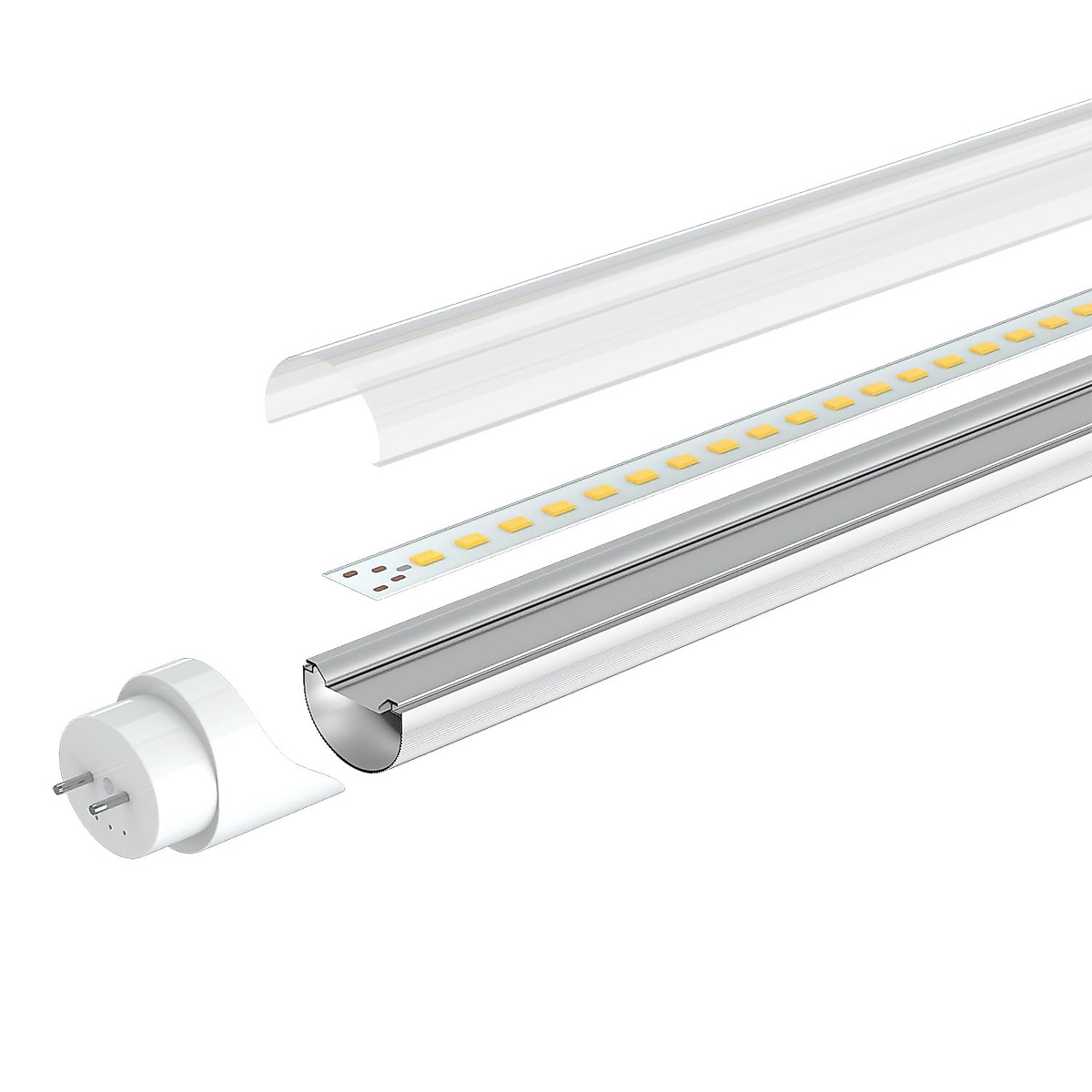 T8 T12 LED Tube Light Bulbs 4 Foot, ETL DLC litsted, Plug & Play or Ballast Bypass, Super Bright 24W 5000K 3120LM Durable Type A+B Light Tube, T8 4ft Fluorescent Tube Replacement (6 Pack Clear)