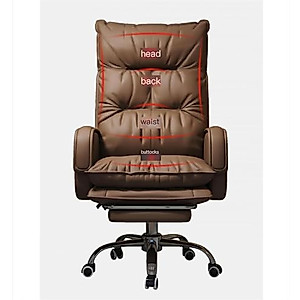 Home Office Desk Chairs, Swivel Chair Leather Computer Office Comfortable Home Ergonomic Swivel Chair (Color : White, Size : Foot Pedal)