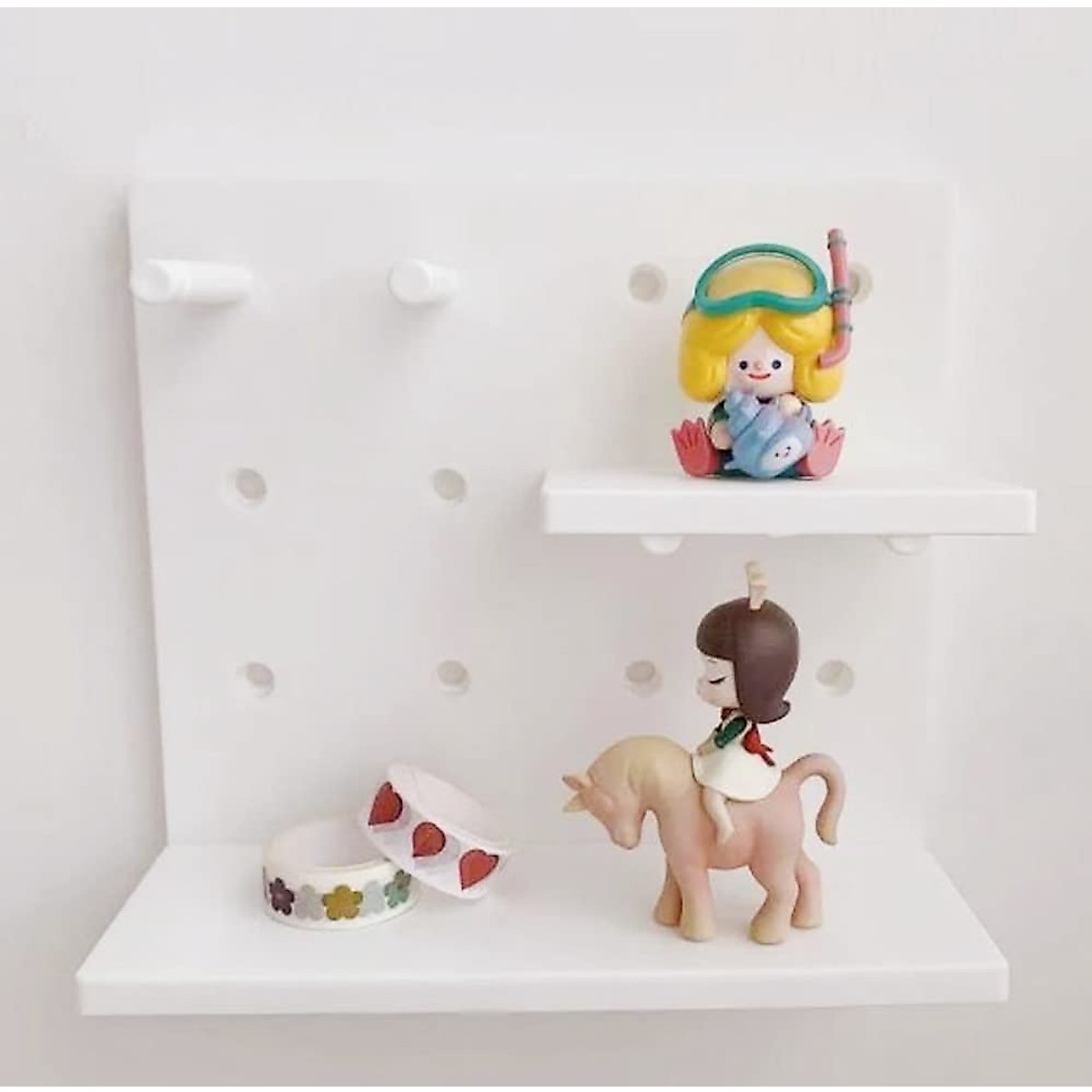 Wall Floating Shelves White 2 Pack Self Adhesive Wall Shelves Bathroom Makeup Wall Organizer Wall décor Wall Mounted Plastic Storage Bins Shelf (White)