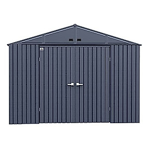 Arrow Shed Elite 10' x 12' Outdoor Lockable Gable Roof Steel Storage Shed Building, Anthracite