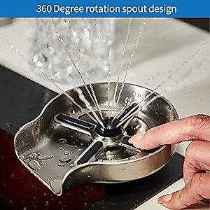 COLINCH Glass Rinser for Kitchen Sink, Stainless Steel Baby Bottle Washer, Cup Cleaner for Sink, Cup Washer for Bar - Brush Nickel