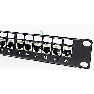 Detroit Packing Co. 24 Port CAT6A RJ45 Through Coupler Patch Panel with Back Bar, Wallmount or Rackmount, Compatible with Cat5, Cat5e, Cat6, Cat6A, UTP STP Cabling (CAT6a Shielded, 24-Port)