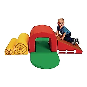 Soft Play Barn and Tunnel Climber by Environments, Farm-Themed Playset for Infants and Toddlers, Safe Active Play for Preschools, Daycares and Playrooms