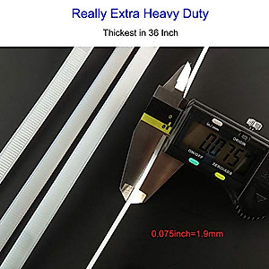 HS Extra Long Heavy Duty Zip Tie Straps (50 Pack) Thick 0.35 Inch Plastic Duct Zip Ties Heavy Duty 175 Pounds Clear,White Large Zip Ties 36 Inch for HVAC,Travel,Packaging,Vessel