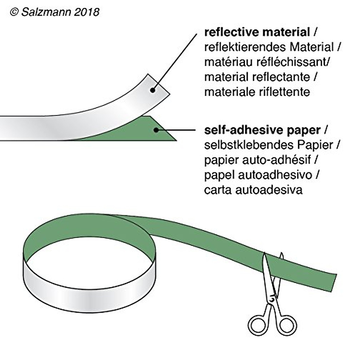 Salzmann Reflective Tape - Universal High Visibility Tape for Backpacks, Helmets, Bikes, Cars, etc. - Made with 3M Scotchlite