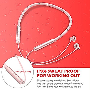 OINMELY Bluetooth Neckband Headphones V5.0 Cordless Earphones Sport Earbuds w/Mic 10Hrs Playtime Noise-Canceling Wireless Headset for Gym Running Compatible with iOS Samsung Android (Rose Gold)