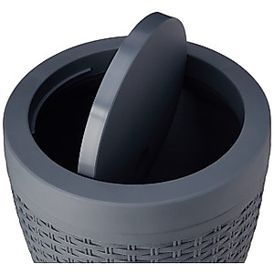 EEMKAY Addis Faux Rattan Round Swing Lid Bathroom Bin, Charcoal, 517488