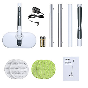 OGORI Cordless Electric Spin Mops for Hardwood , Tile, Vinyl & Laminate Floors, Rechargeable Dual Spinning Scrubber Cleaner , 4 Reusable Microfiber Pads