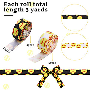 2 Rolls 10 Yards 7/8 Inches Softball Ribbon for Crafts Softball Grosgrain Ribbon for Cheer Bows Team Gift Wrapping Uniform Sewing