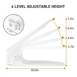 NVGSN Shoe Slots Organizer 20 Pack - Shoe Stackers for a Pair Of Shoes, shoe storage Shoe Space Savers 50%, 4 Levels Adjustable Thickening Double Layer shoe Holders shoe organizer for closet, White