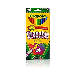 Crayola Erasable Colored Pencils, Kids At Home Activities, 24 Count, Assorted, Long