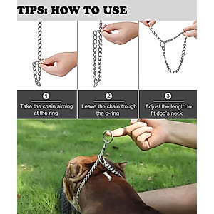 Dog Choke Collar Slip P Chain - Heavy Chain Dog Titan Training Choke Collars - Adjustable Stainless Steel Chain Dog Collars Covered with Galvanic Plating - for Small Medium Large Dogs