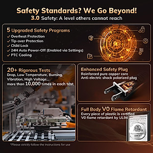 3rd-Gen AEOCKY Zero-Odor Space Heater with AI Thermostat, 1500W PTC Heaters for Indoor Use With Remote, 70° Oscillation, Utmost Silence, Safe Portable Electric Heater for Office, Bedroom, Room, Home