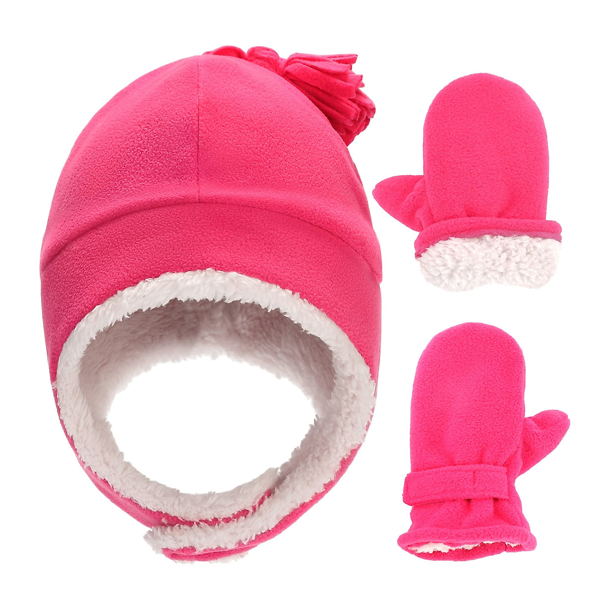 Brook + Bay Toddler Hat & Glove Set - Toddler Mittens & Winter Hat - Baby Fleece Hat for Infant Kids Set 2-3 years old - Pink