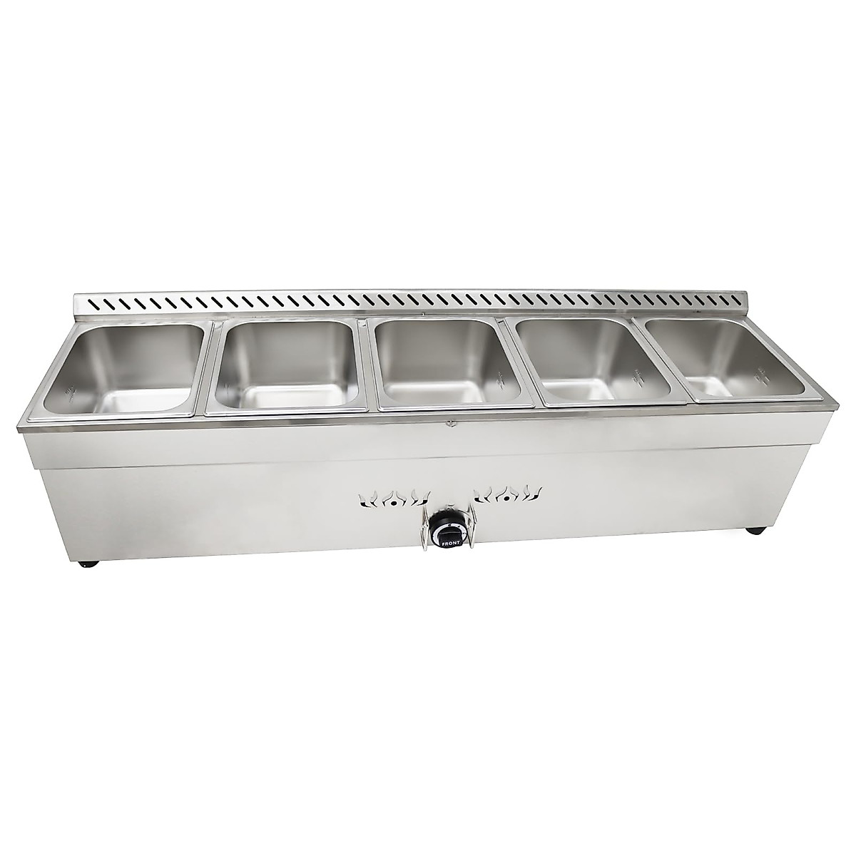 HayWHNKN 5-Pan LP Gas Food Warmer Propane Food Warmer Propane Steam Table Stainless Steel Bain Marie Buffet for Parties (with Gas Regulator Valve) 1/2 * 6inch Deep